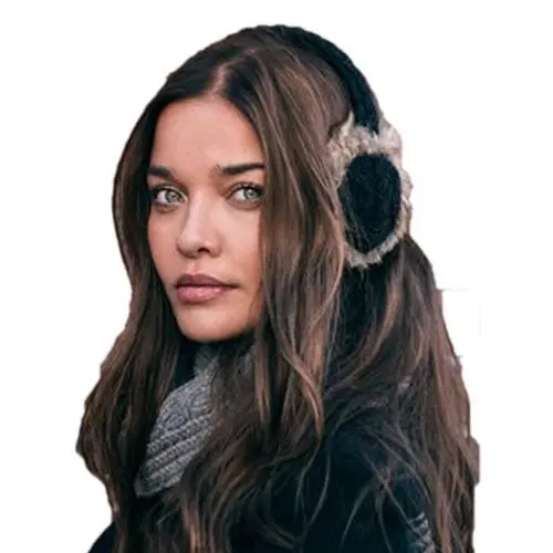 NIRVANNA DESIGNS Cable Knit Earmuffs With Faux Fur - Navy