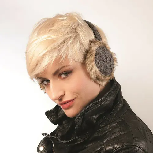 NIRVANNA DESIGNS Cable Knit Earmuffs With Faux Fur - Navy