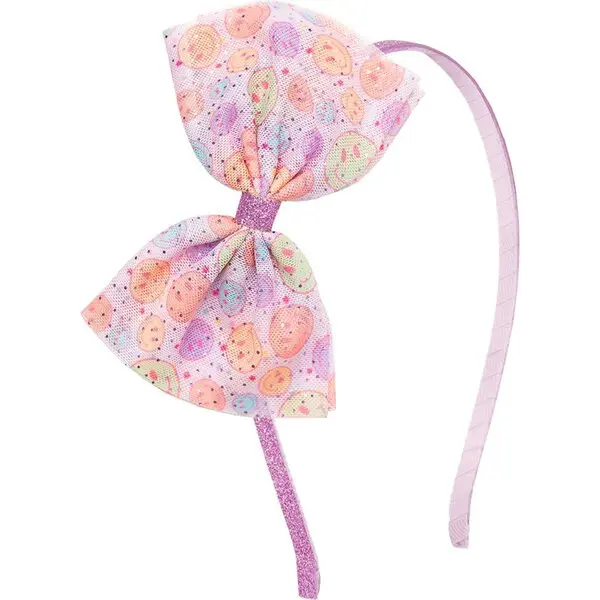 SWEET WINK Smiley Face Tulle Bow Headband - Multicolor