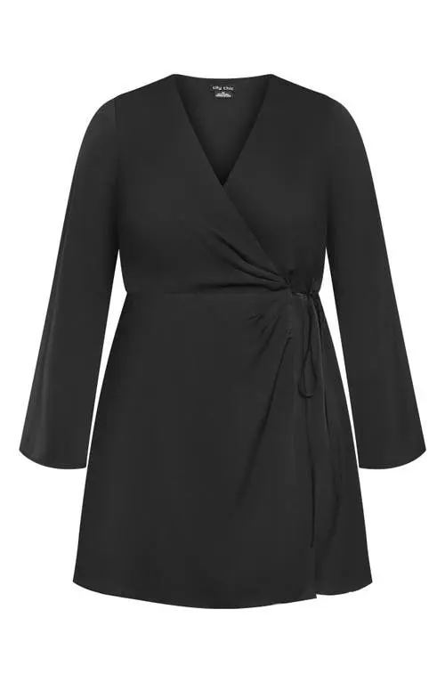 City Chic Lenna Long Sleeve Wrap Dress In Black - 72% Off | Editorialist