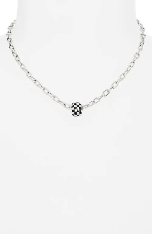 Adina Reyter 4mm Italian Chain Necklace With Checkerboard Bead