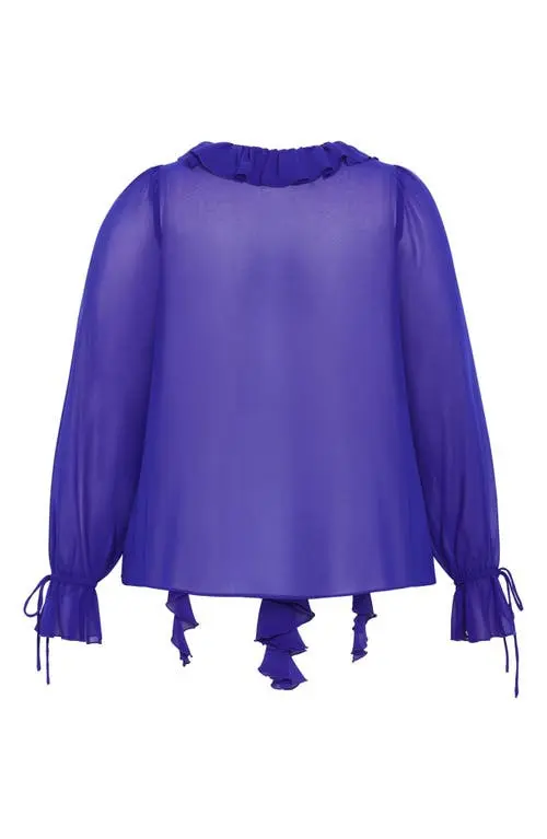 City Chic Felix Ruffle Long Sleeve Tiered Blouse