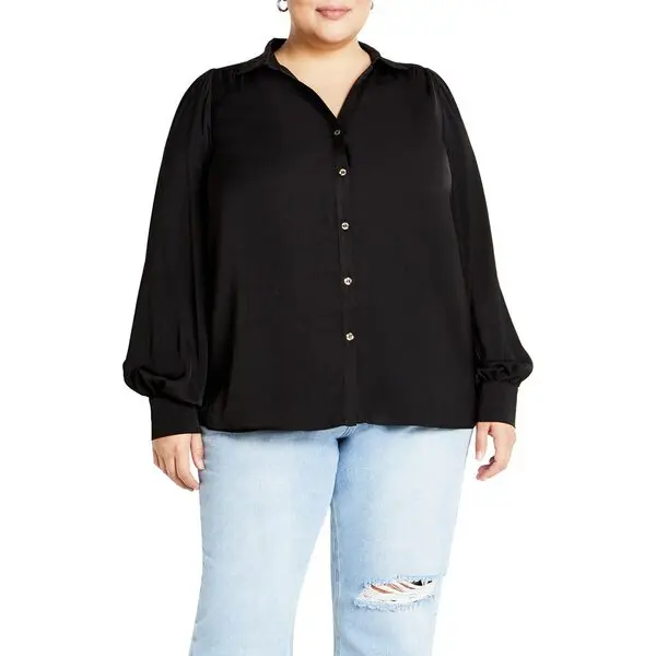 City Chic Hadlee V-neck Shirt - Black