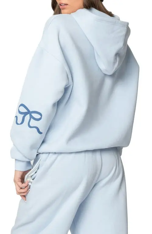 EDIKTED Bonney Bow Oversize Hoodie - Blue