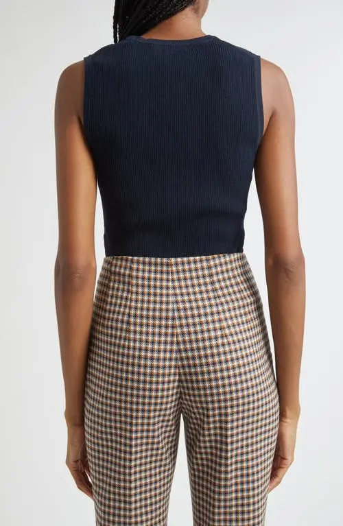 Veronica Beard Ribbed Sleeveless Tank - Navy