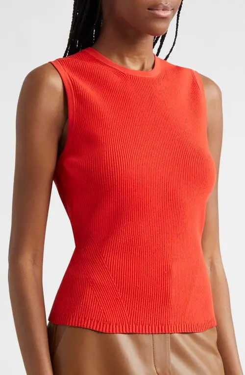 Veronica Beard Ribbed Sleeveless Tank - Poppy