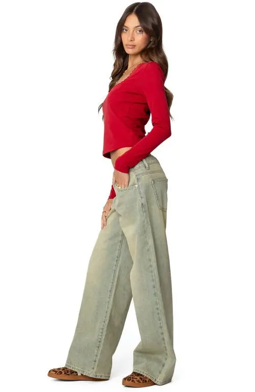 EDIKTED Ace Low-rise Wide-leg Jeans - Light-blue