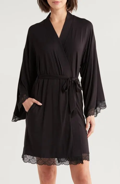 Nordstrom Moonlight Eco Lace Trim Robe - Black