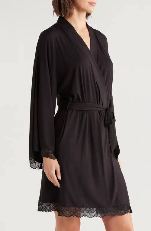 Nordstrom Moonlight Eco Lace Trim Robe - Black