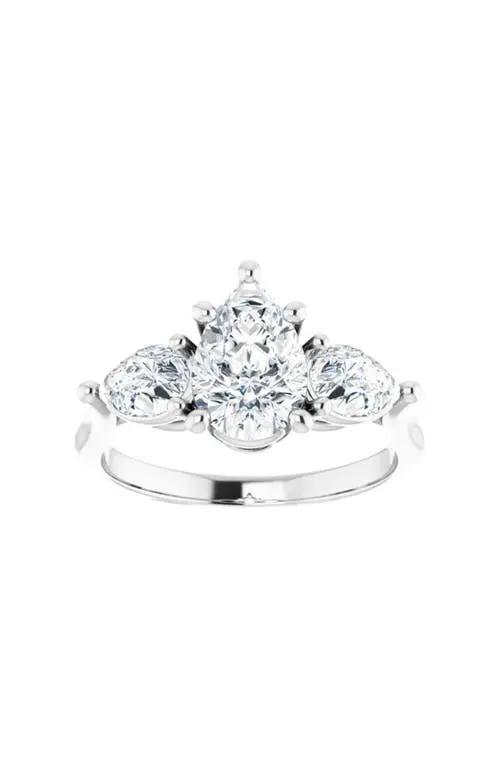 BLISS DIAMOND 2ct Tw Pear Shape Three Stone Engagement Ring In 14k Gold Lab Grown - 14k White Gold