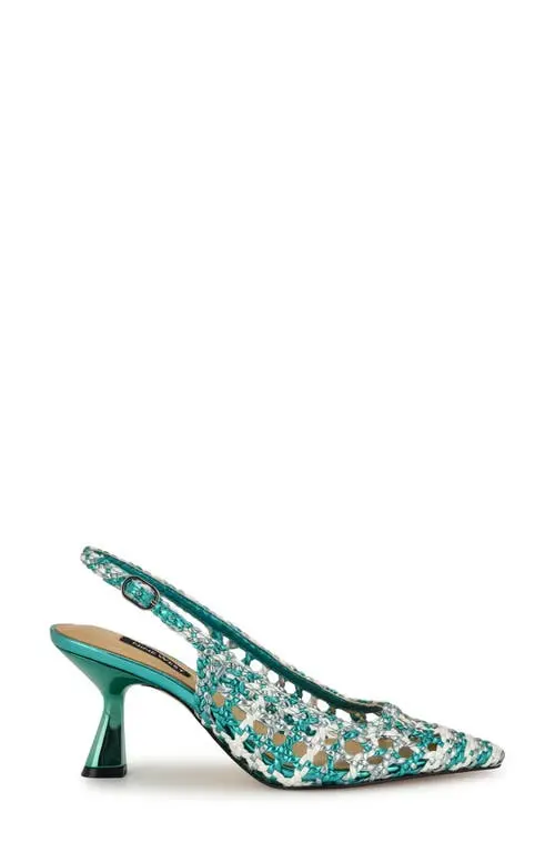 Nine West Madalene Pointed Toe Slingback Pumps - Medium Green