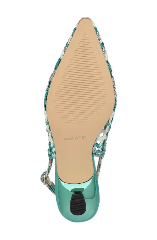 Nine West Madalene Pointed Toe Slingback Pumps - Medium Green
