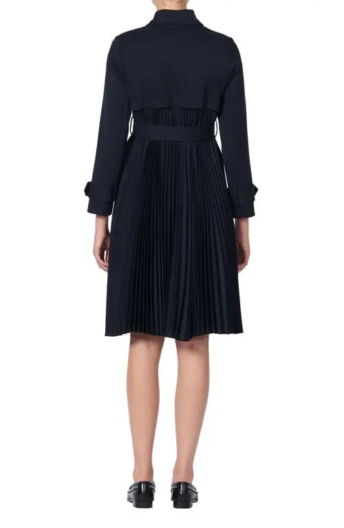 Sandro Trench Coat With Pleated Inset