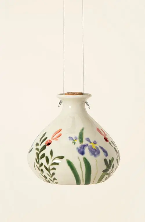 UNCOMMON GOODS Hand-painted Porcelain Hummingbird Feeder