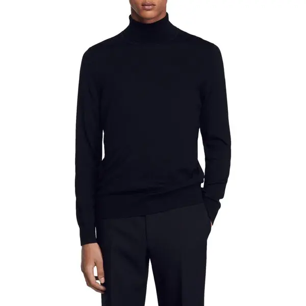 Sandro Turtleneck Wool Sweater - Black