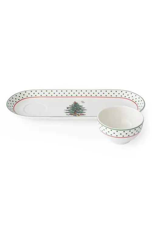 SPODE Christmas Tree Polka Dot Oval Platter