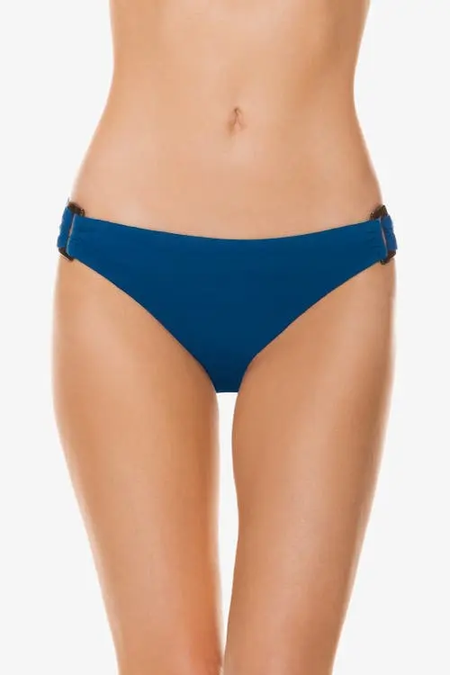 Helen Jon Tortoise Hipster Bikini Bottom - Jacquard Textured Marine Blue