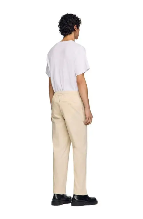 Sandro Straight-leg Trousers With Elasticated Waist - Light Beige