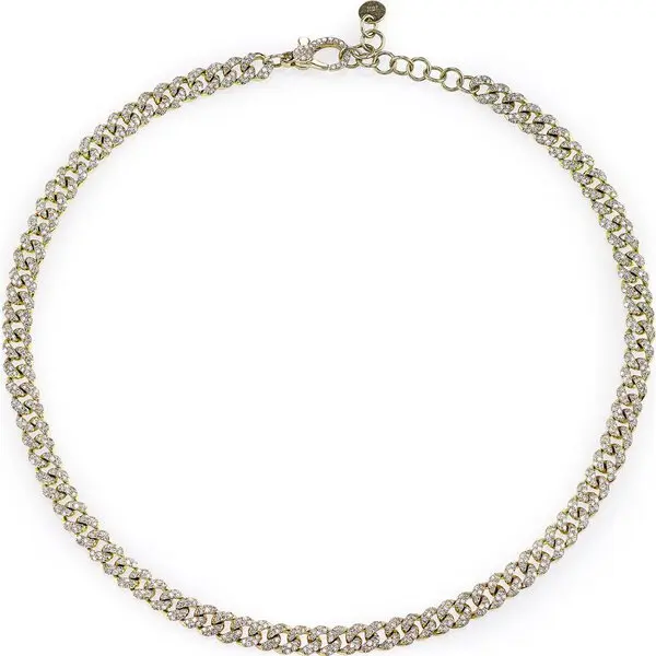 Shay Mini Pavé Diamond Link Choker Necklace - Yellow Gold