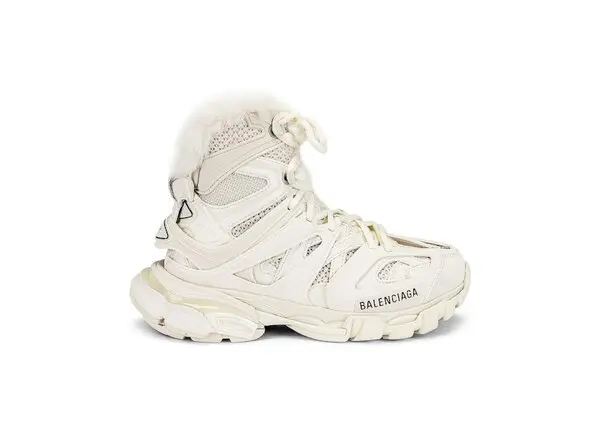 Balenciaga Track Hike Boots With Faux Fur - Beige