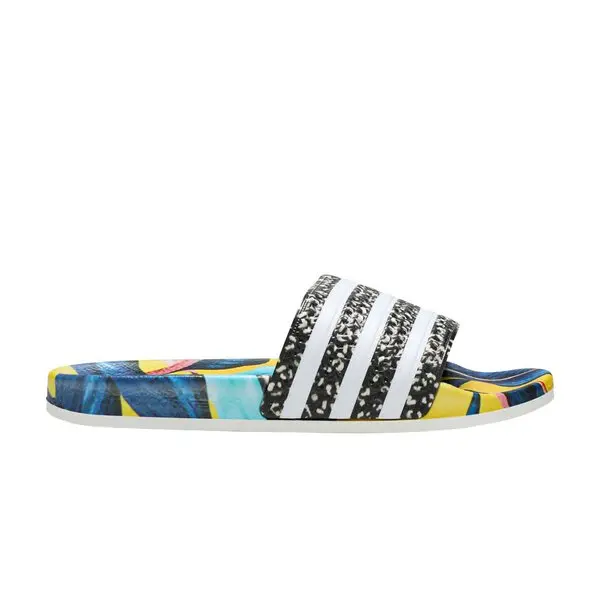 Adidas Adilette Tropical Leaf Print Slides - Multicolor
