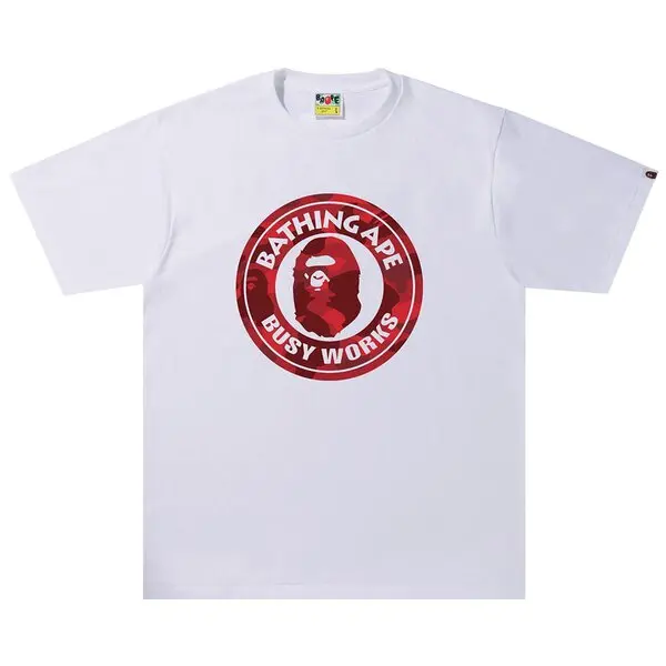 A BATHING APE Color Camo A Busy Works Tee /red - White