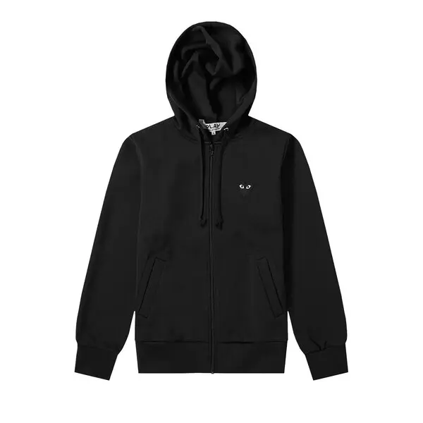 Play Comme Des Garcon Big Heart Logo Zip Up Hoodie - Black