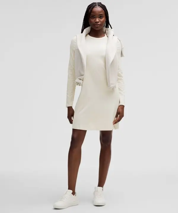 classic fit cotton blend dress Lululemon Classic-Fit Cotton-Blend Long-Sleeve Dress In Bone - 29% Off
