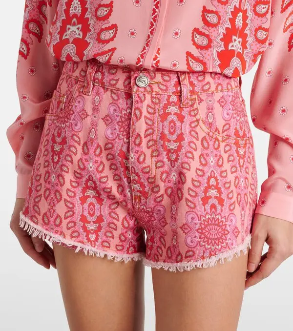 Etro Printed Denim Shorts
