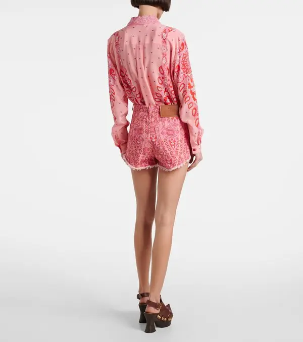 Etro Printed Denim Shorts