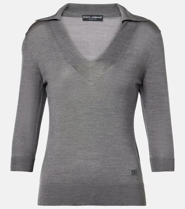 Dolce & Gabbana Silk Polo Sweater - Grey