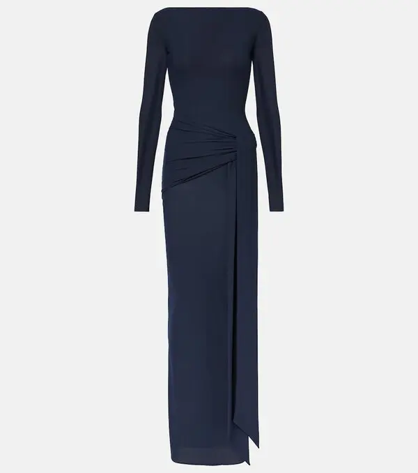 Alex Perry Semi-sheer Gathered Gown - Blue