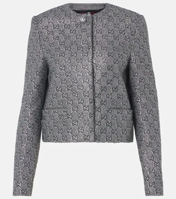 Gucci Gg Lamé Blazer - Grey