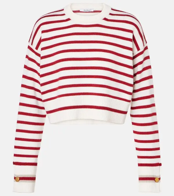Max Mara Dorotea Striped Virgin Wool Sweater - Red