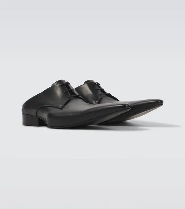 Balenciaga Opera Leather Derby Shoes - Black | Editorialist