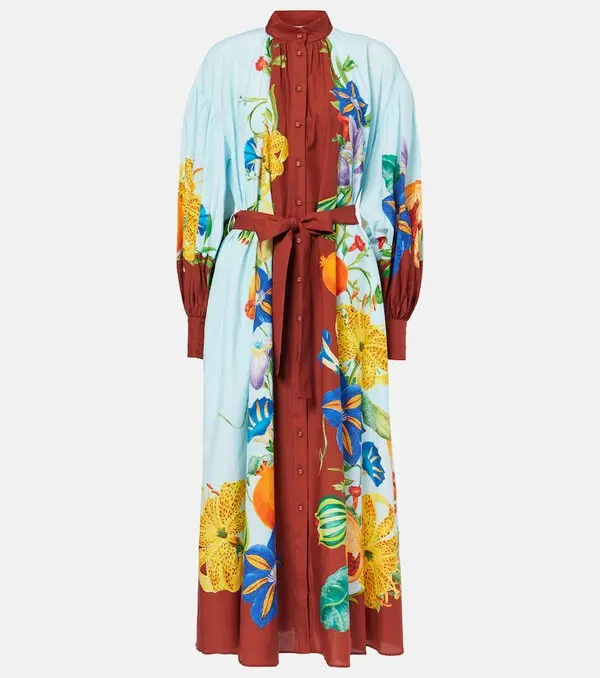 ALEMAIS Alémais Dahlia Cotton And Silk Shirt Dress - Multicoloured