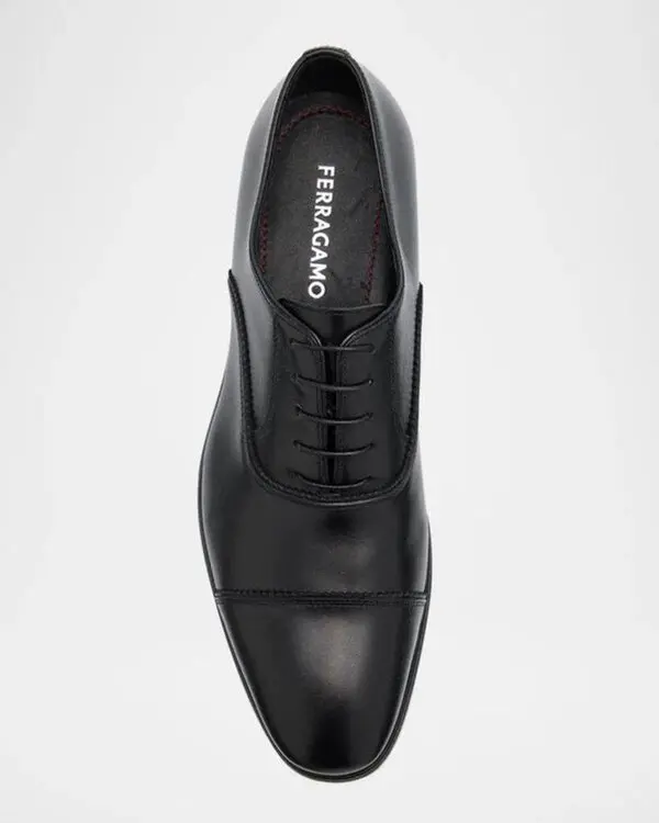 FERRAGAMO Boston Brogue Leather Oxfords - Black