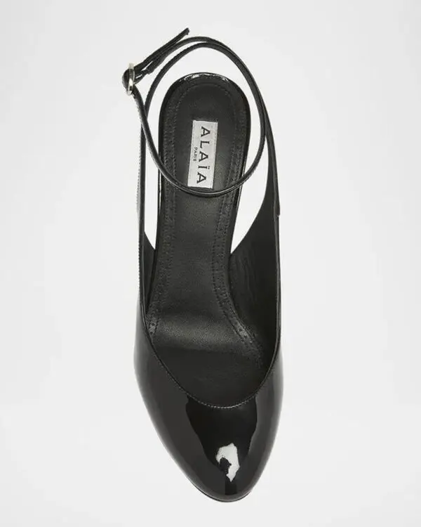 Alaïa Patent Leather Slingback Pumps - Noir