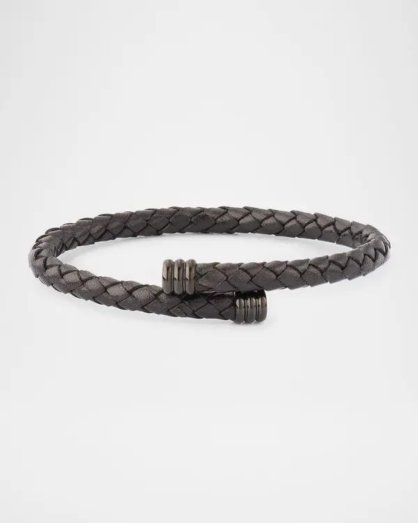 LINK UP Braided Leather Bracelet - Black
