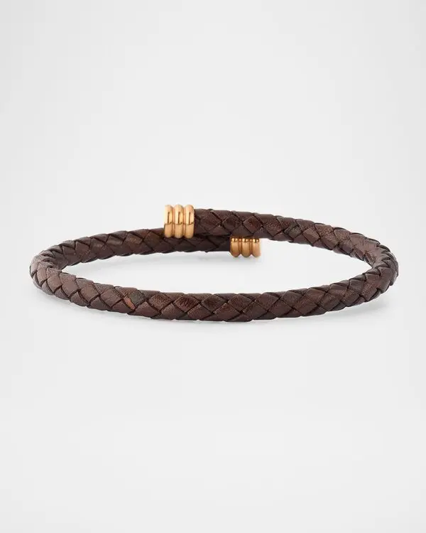 LINK UP Braided Leather Bracelet - Brown