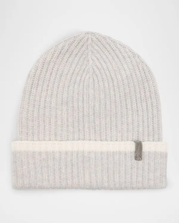 Brunello Cucinelli Ribbed Cashmere Beanie - Ci807 Light Grey