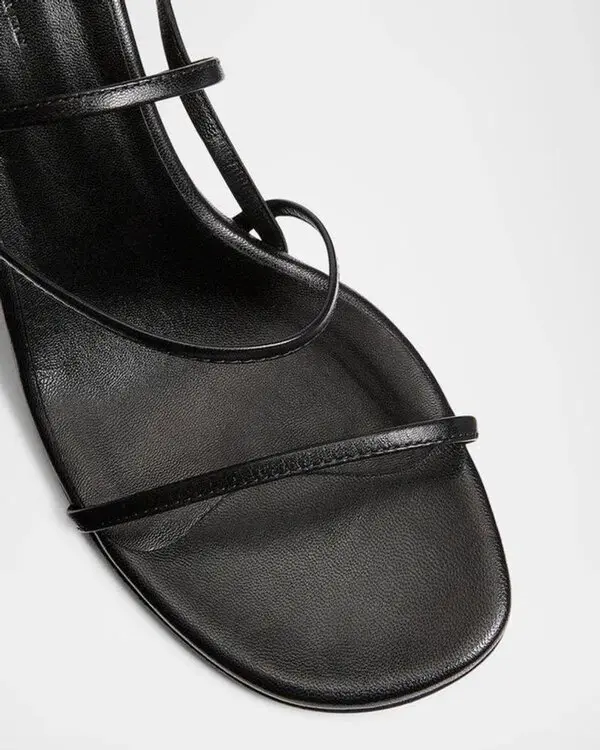 Khaite Leather Kitten-heel Strappy Sandals - Black
