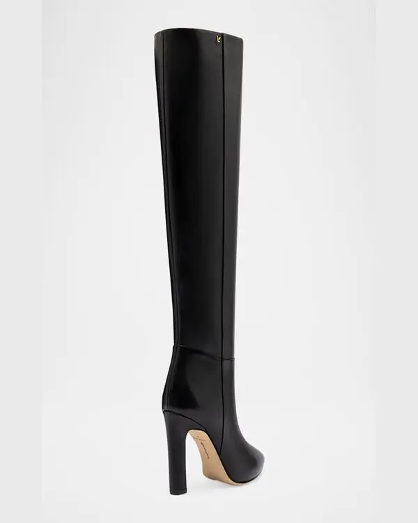 Larroude Cindy Leather Knee Boots - Black | Editorialist