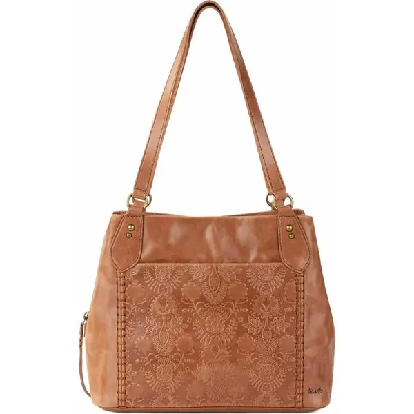 THE SAK Melrose Leather Satchel - Tobacco Floral Emboss