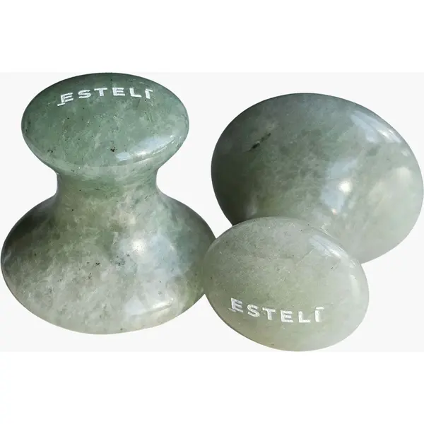 ESTELI Pair Of Aventurine Mushroom Gua Sha Face - Light Green