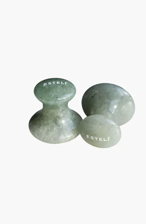 ESTELI Pair Of Aventurine Mushroom Gua Sha Face - Light Green