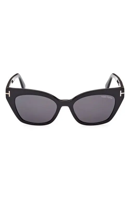 TOM FORD Juliette Cat Eye Sunglasses - Shiny Black / Smoke