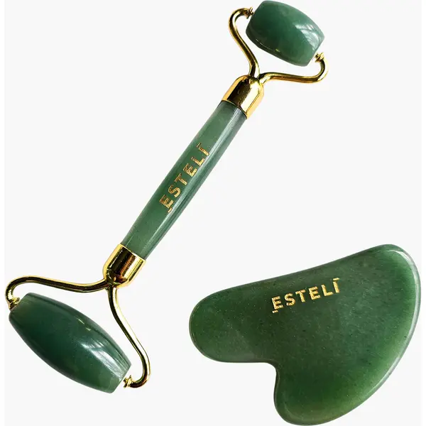 ESTELI Aventurine Roller And Gua Sha Set - Dark Green