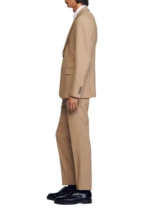 Sandro Wool Suit Jacket - Beige