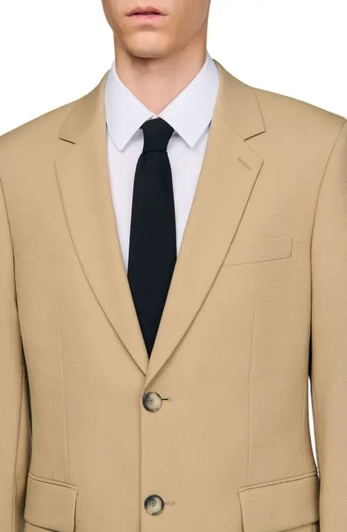 Sandro Wool Suit Jacket - Beige